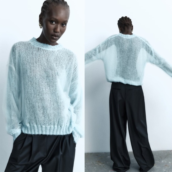 Zara | Sweaters | Zara Combination Tulle Knit Sweater | Poshmark